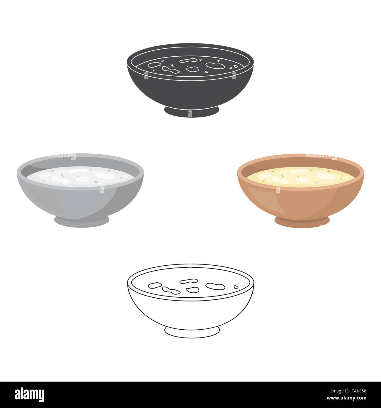 Miso soup icon in cartoon,black style isolated on white background ...