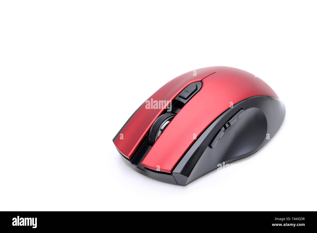 Red wireless computer mouse isolated on white background Stock Photo ...