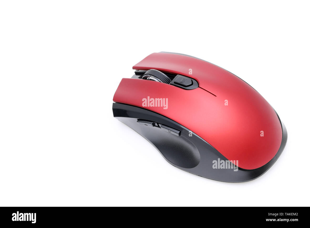 Red wireless computer mouse isolated on white background Stock Photo ...
