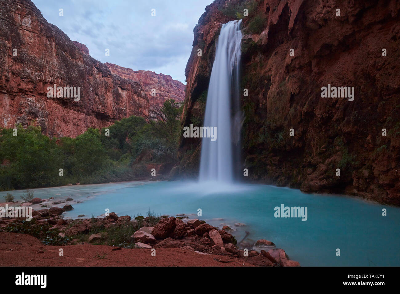 Turquoise waters of Havasupai Falls on Arizona's Supai reservation ...