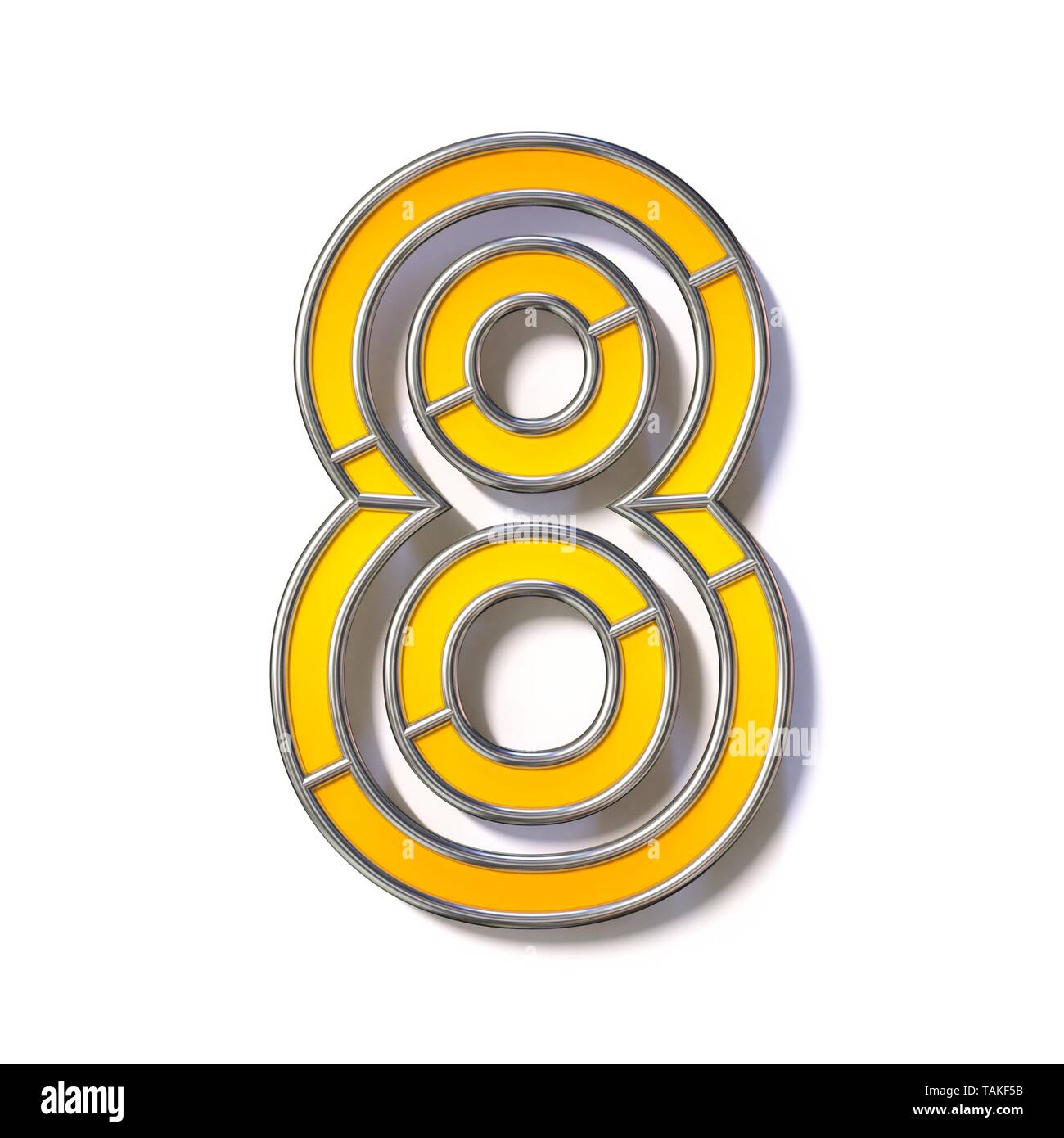 Orange metal wire font Number 8 EIGHT 3D rendering illustration ...