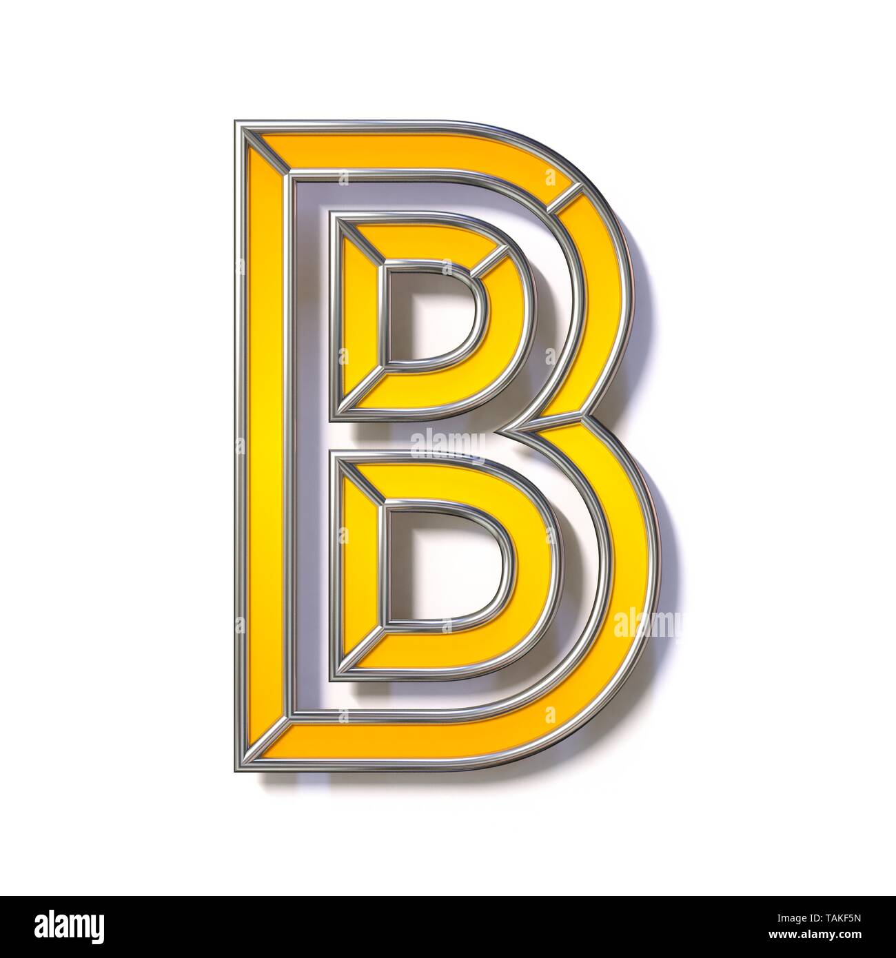 Orange metal wire font Letter B 3D rendering illustration isolated on ...