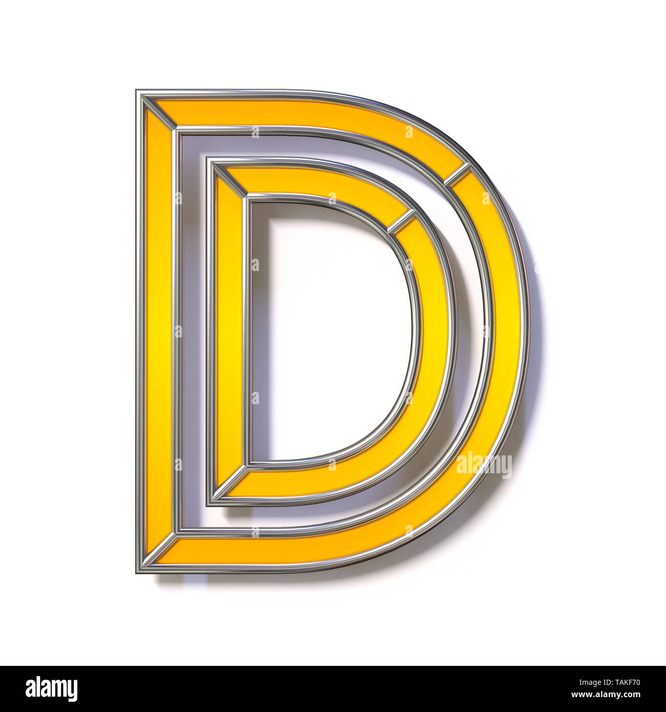 Orange metal wire font Letter D 3D rendering illustration isolated on ...