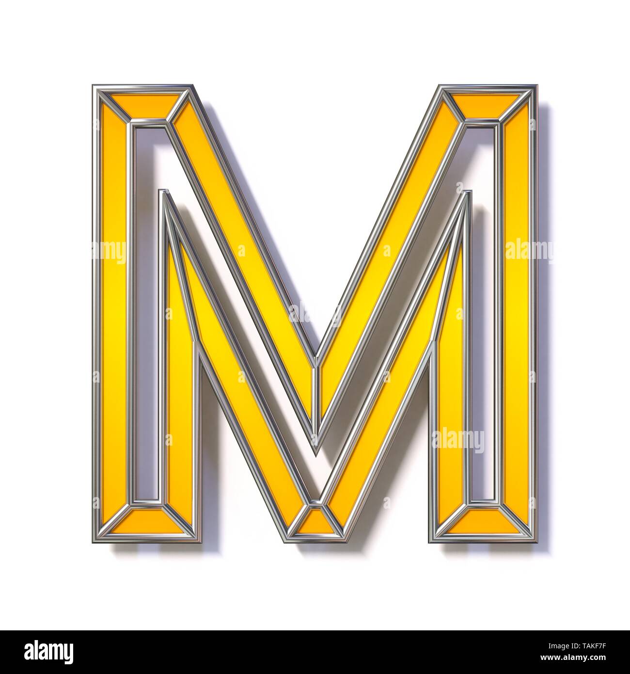 Orange metal wire font Letter M 3D rendering illustration isolated on ...