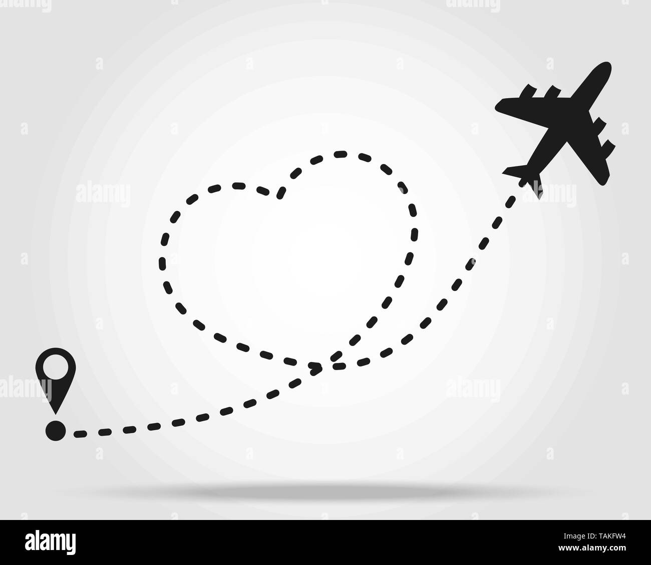 Love Travel Route Airplane Line Path Vector Icon Of Air Plane Flight