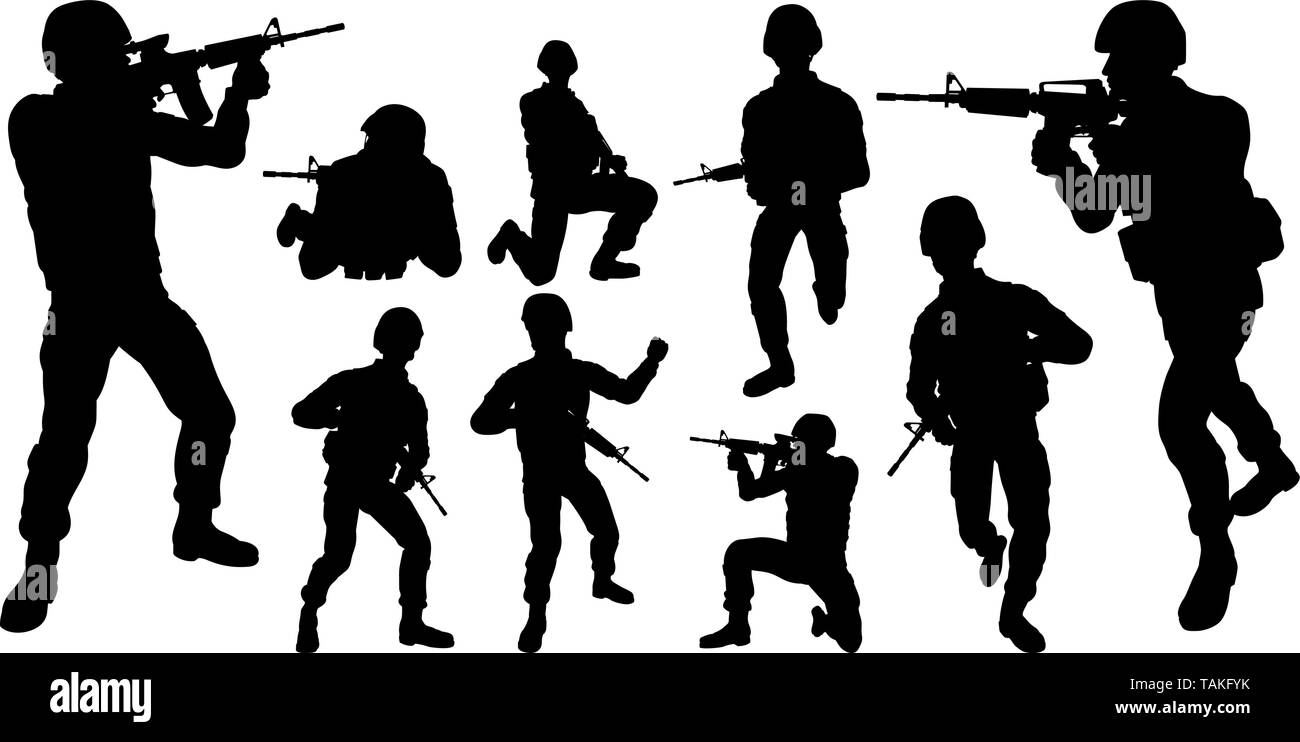 Soldier Detailed Silhouettes Stock Vector Image & Art - Alamy