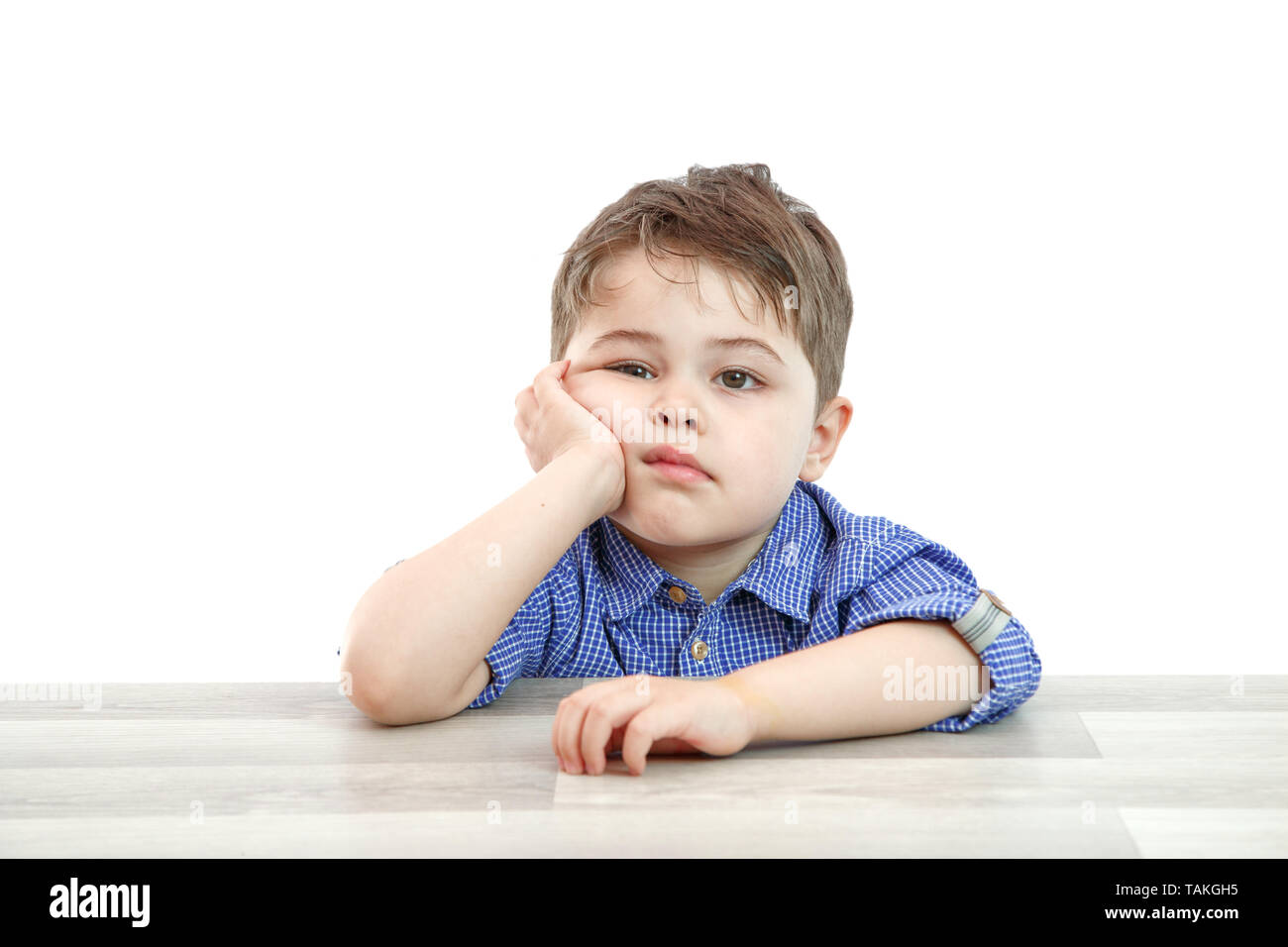 little cute boy with different emotions on face on isolated background ...