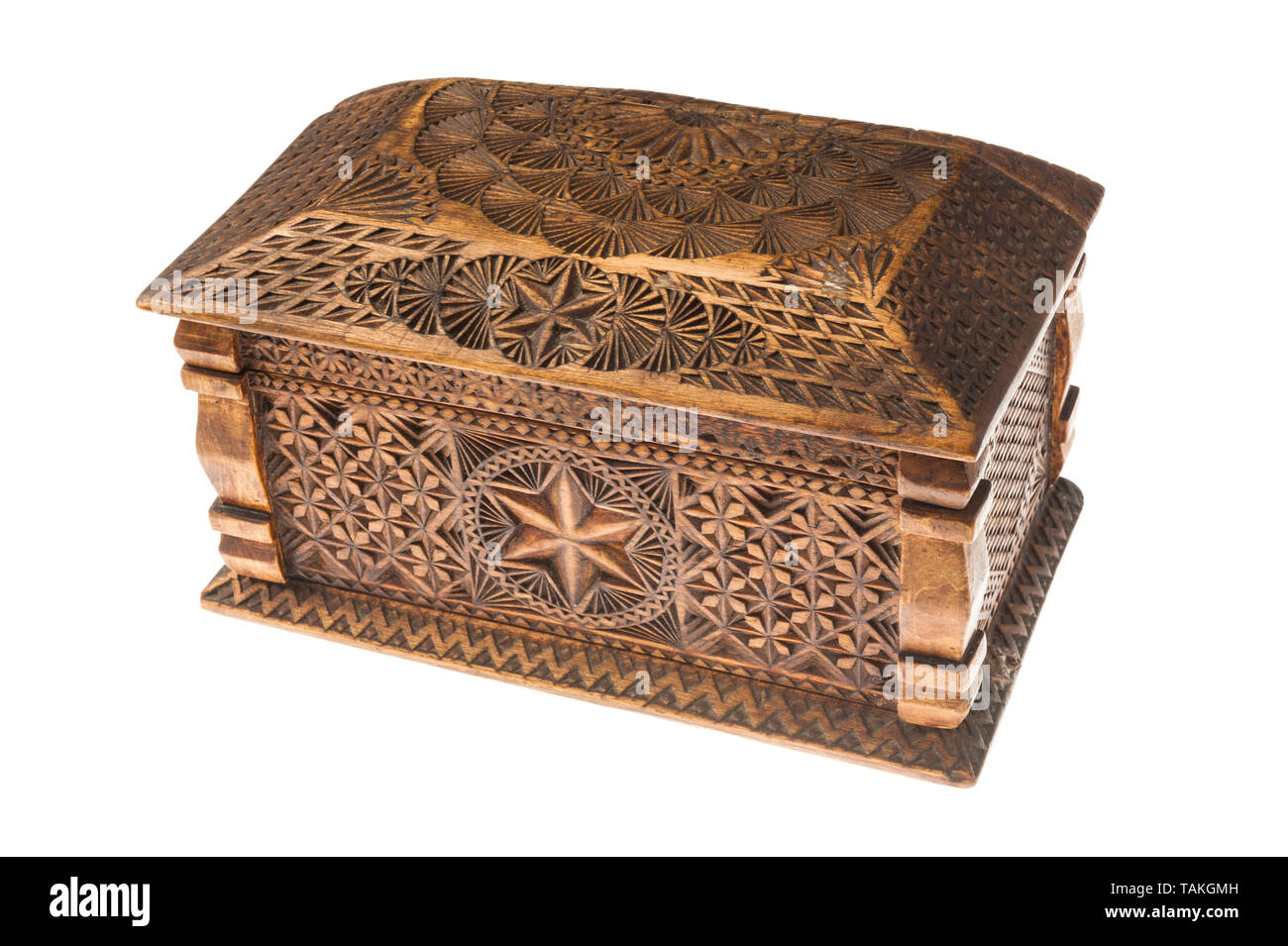 carved wooden box isolated on white background Stock Photo - Alamy