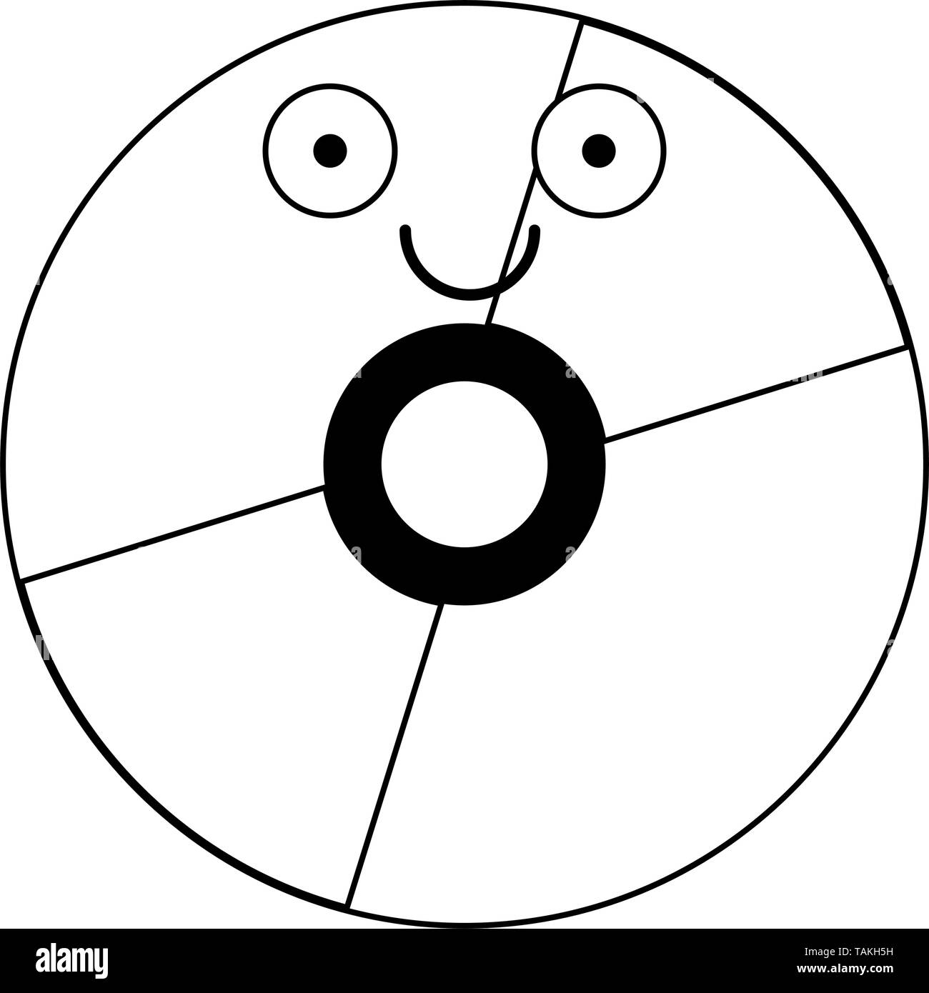 CD rom technology cute cartoon in black and white Stock Vector Image ...