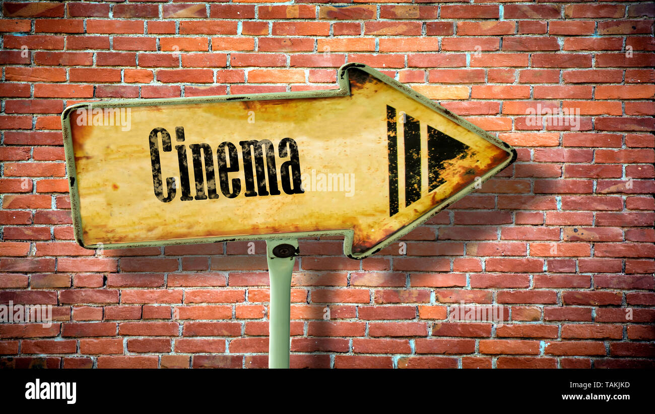 Street Sign the Direction Way to Cinema Stock Photo - Alamy