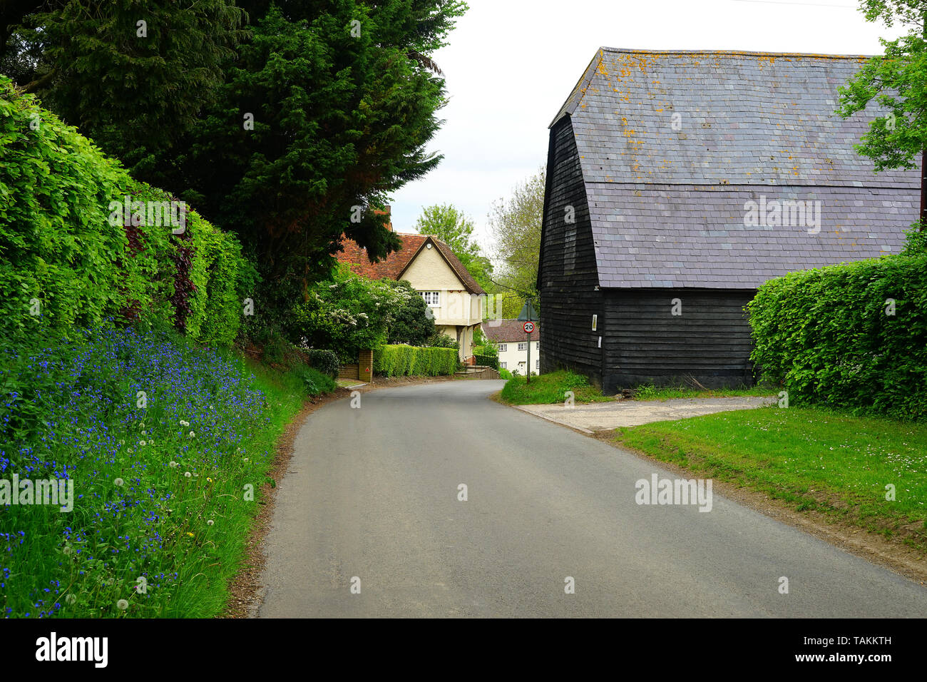 A view down the Street past the Great Barn, Manor Farm, Wallington ...