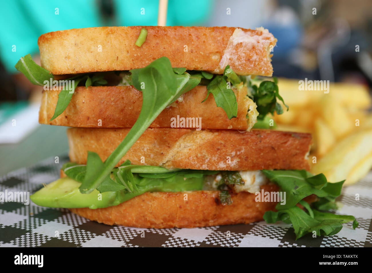 Front view of chicken avocado salad sandwich Stock Photo - Alamy