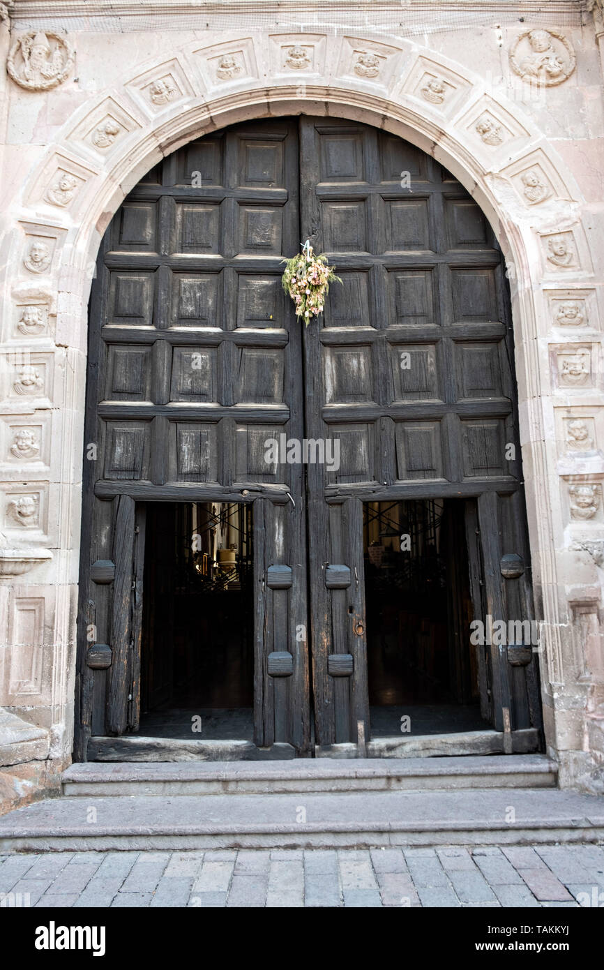 Ancient wooden doors of San Nicolas Tolentino Temple and Ex-Monastery ...