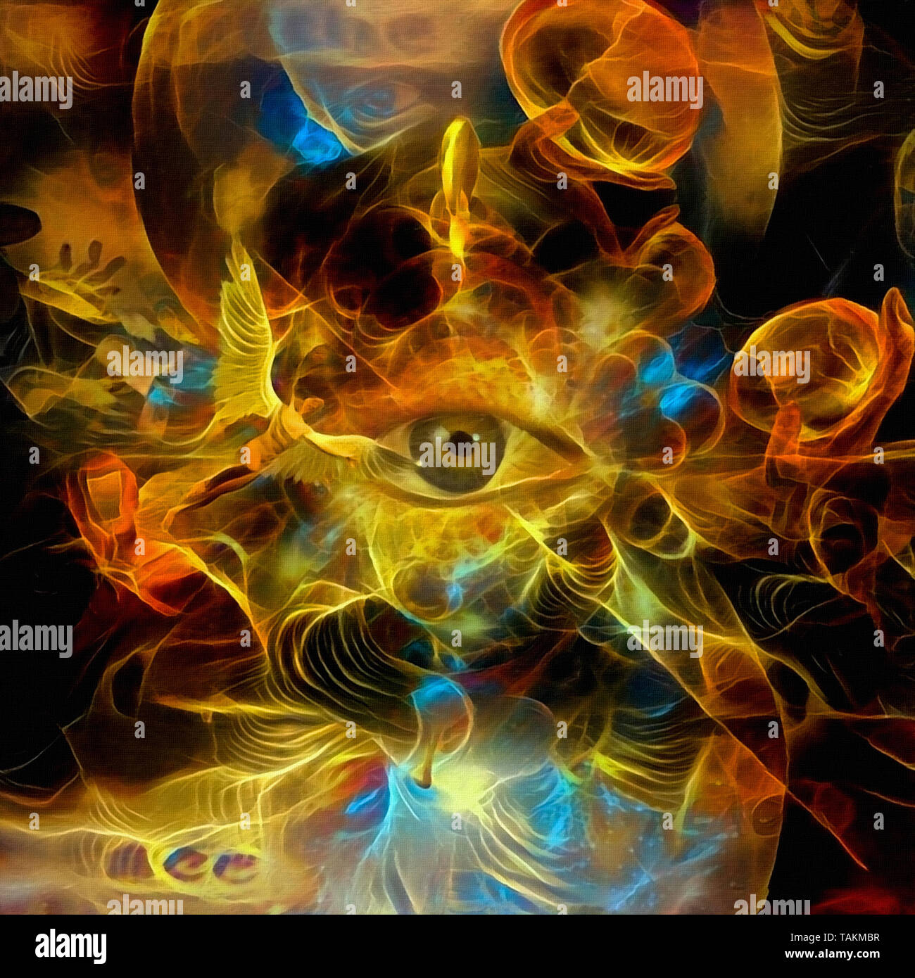 Angels and all seeing eye in endless dimensions Stock Photo - Alamy
