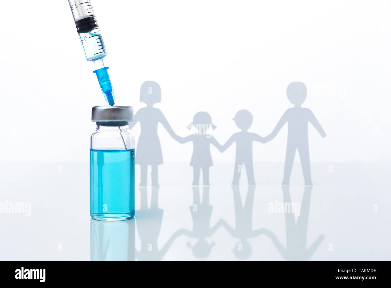 Family immunization concept. Flu vaccine for children. Light background ...
