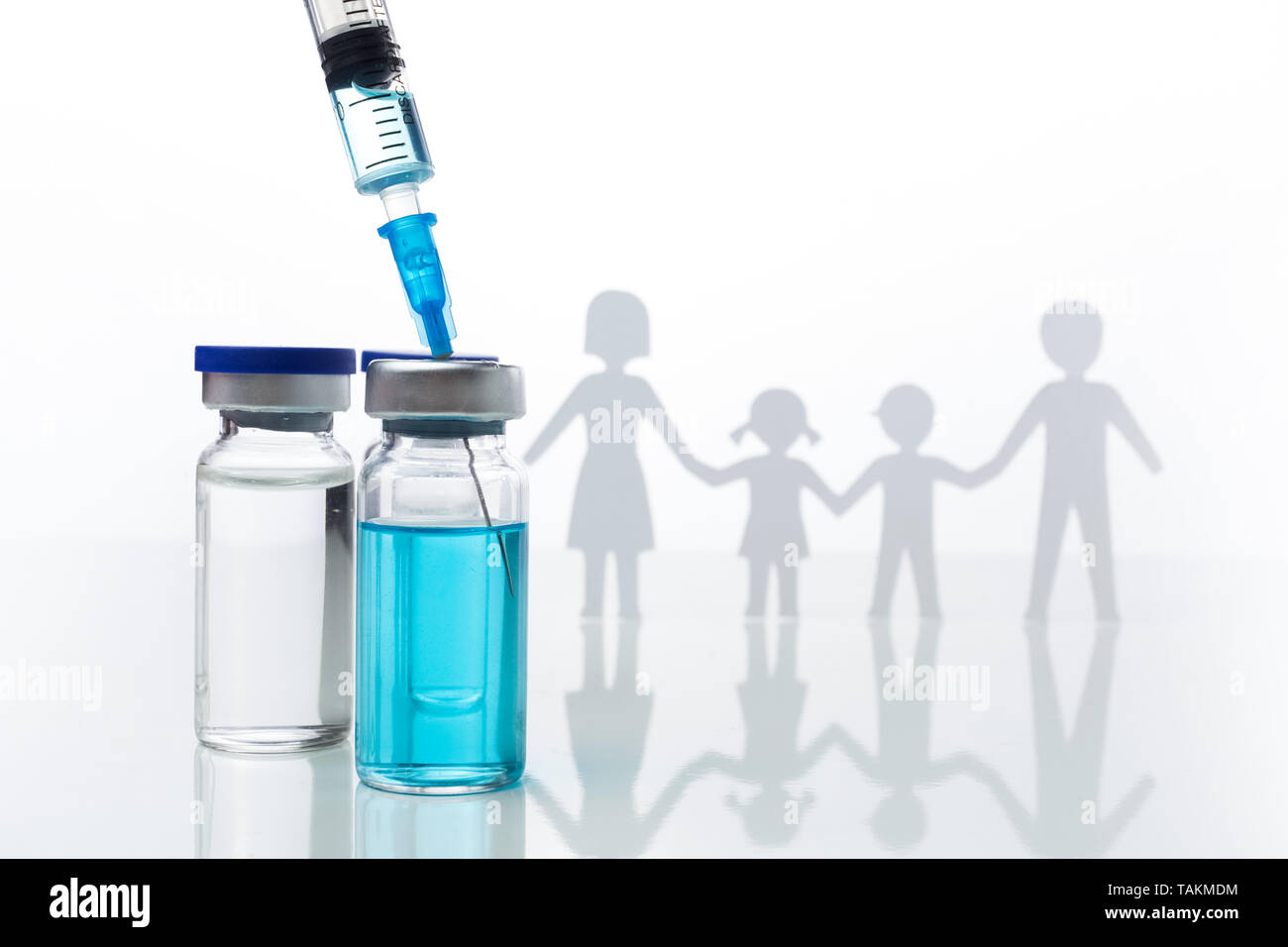 Family immunization concept. Flu vaccine for children. Light background ...