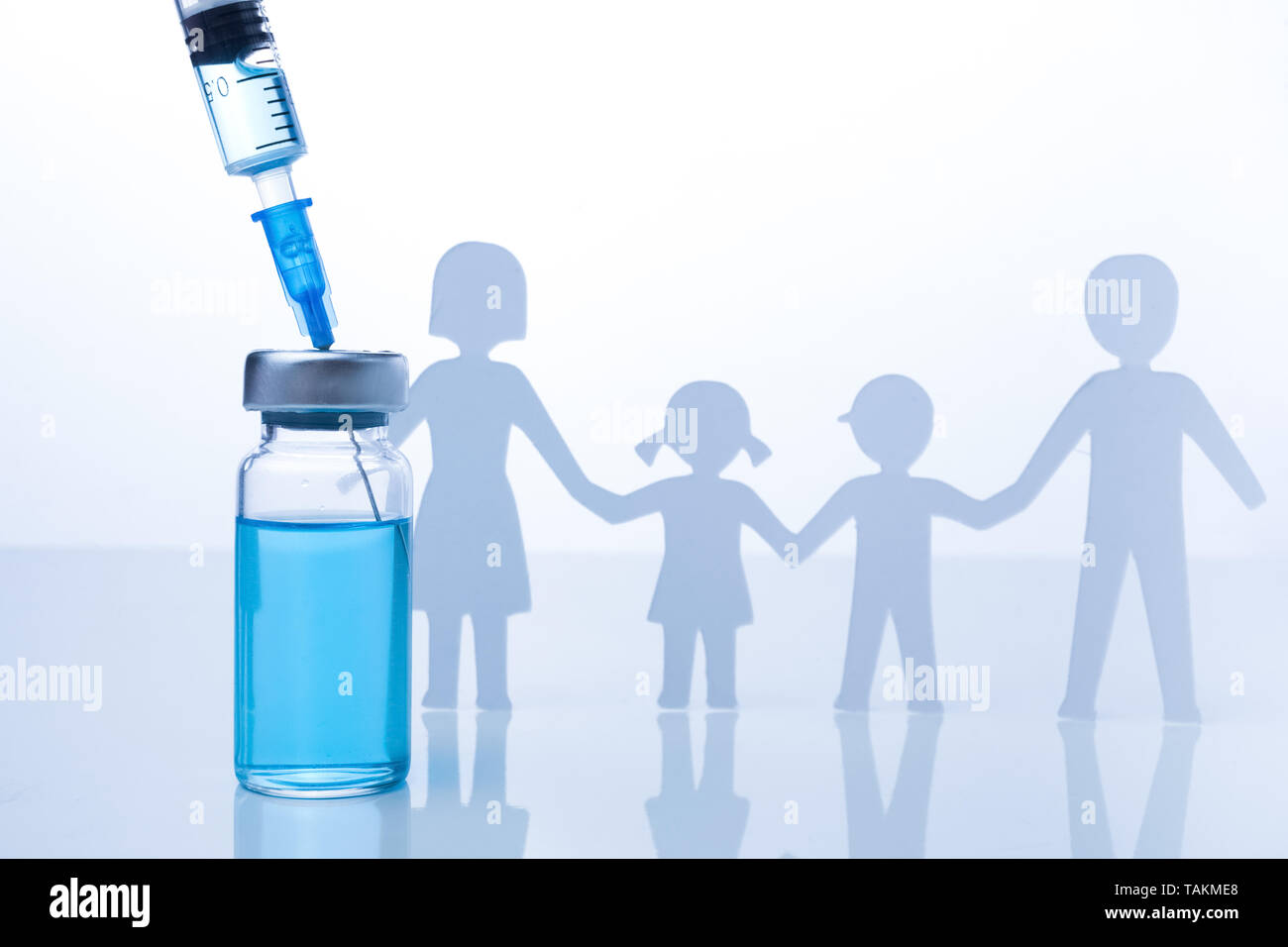 Family immunization concept. Flu vaccine for children. Light background ...