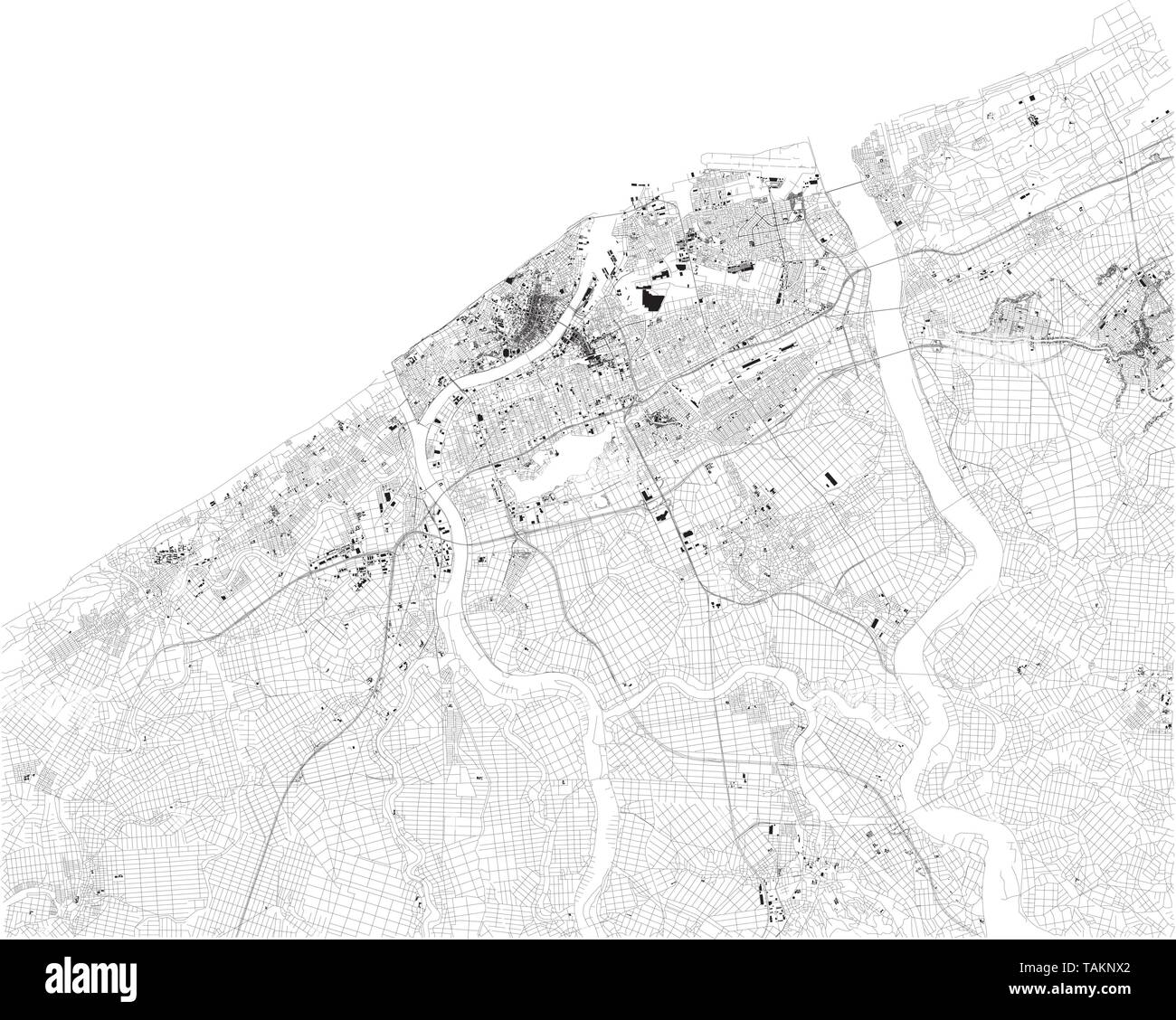 Satellite map of Niigata. It is the capital and the most populous city ...
