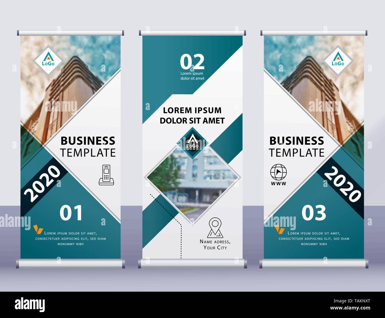 Gray roll up banner hi-res stock photography and images - Alamy