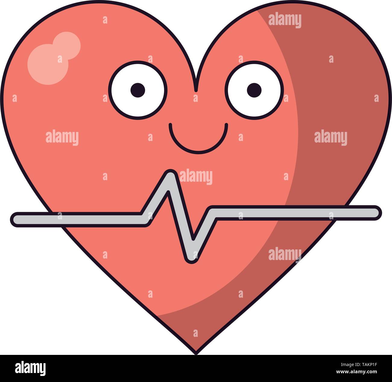 Medical heartbeat cute cartoon vector illustration Stock Vector Image ...