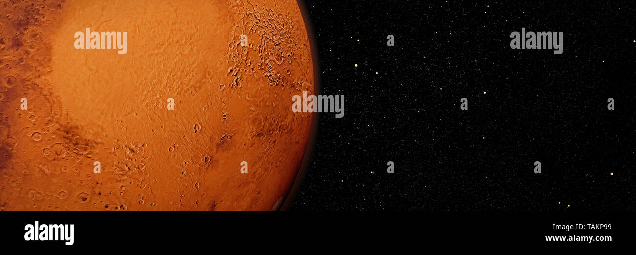 red planet Mars in natural colors, mission target in outer space (3d ...