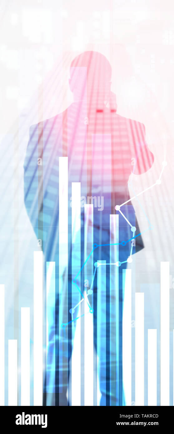 Vertical Panorama Banner. Financial growth graph. Sales increase ...