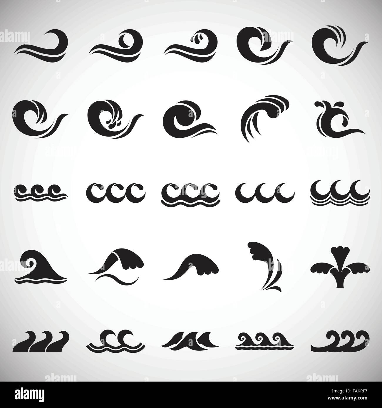 Waves icons set on white background for graphic and web design. Simple ...