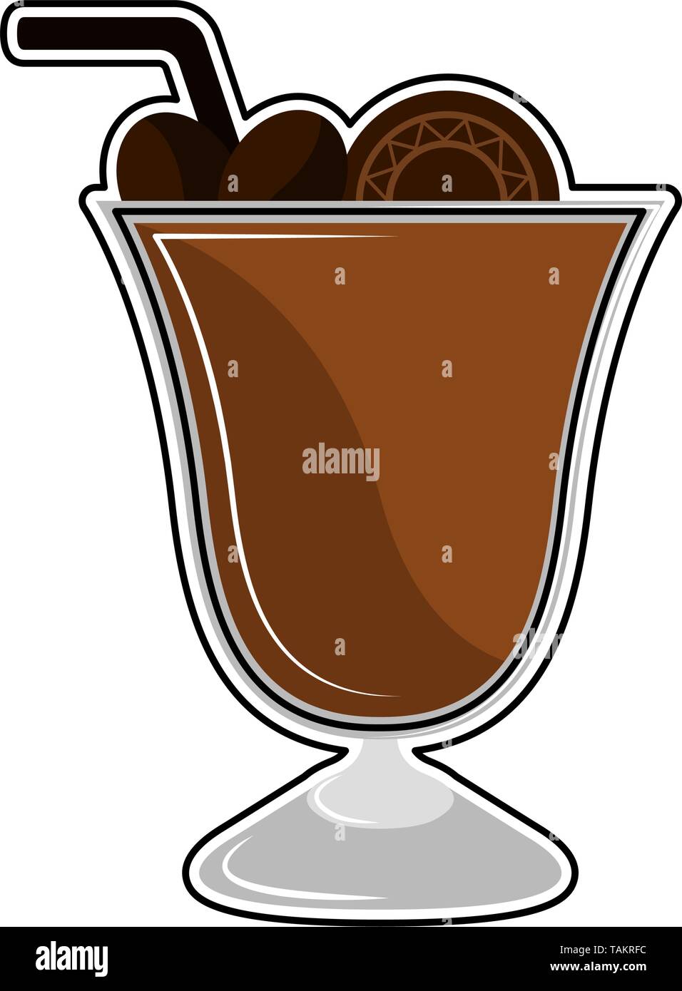 Isolated colored chocolate frappe icon with a straw - Vector Stock ...