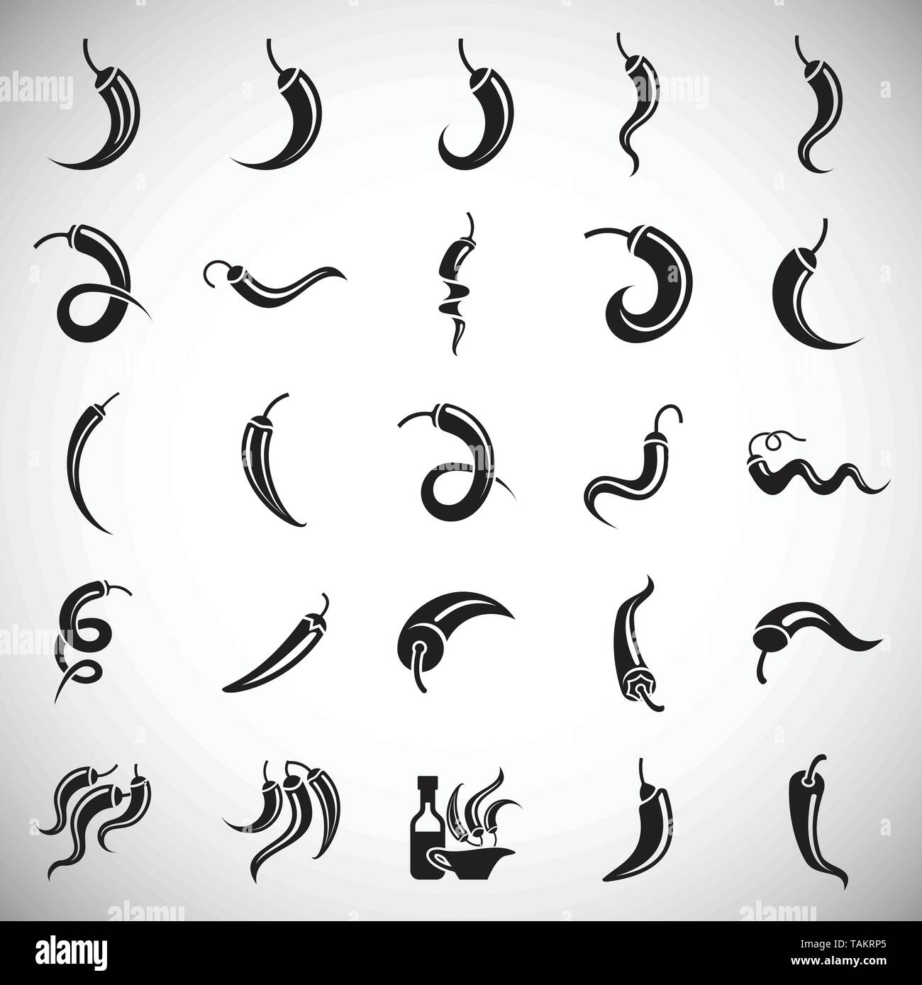 Red Hot pepper icons set on white background for graphic and web design ...