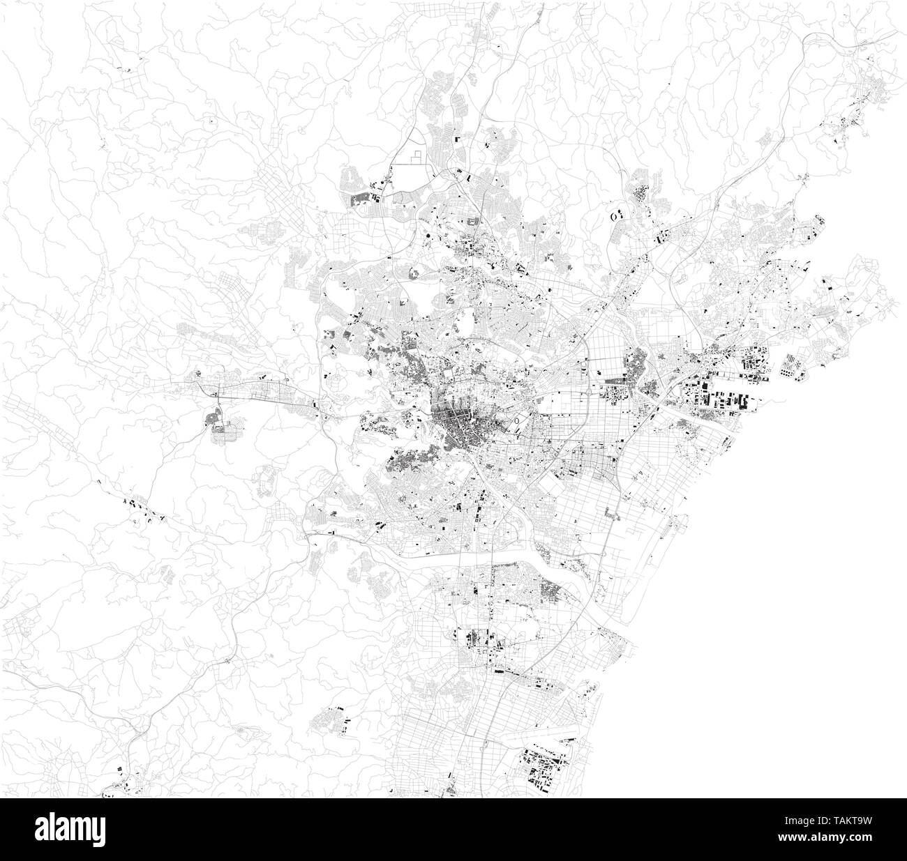 Satellite map of Sendai, it is the capital city of Miyagi Prefecture ...