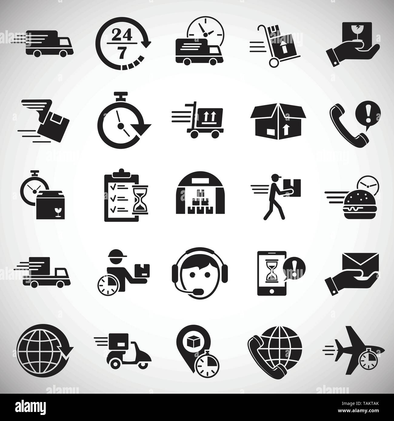Delivery related icons set on white background for graphic and web ...