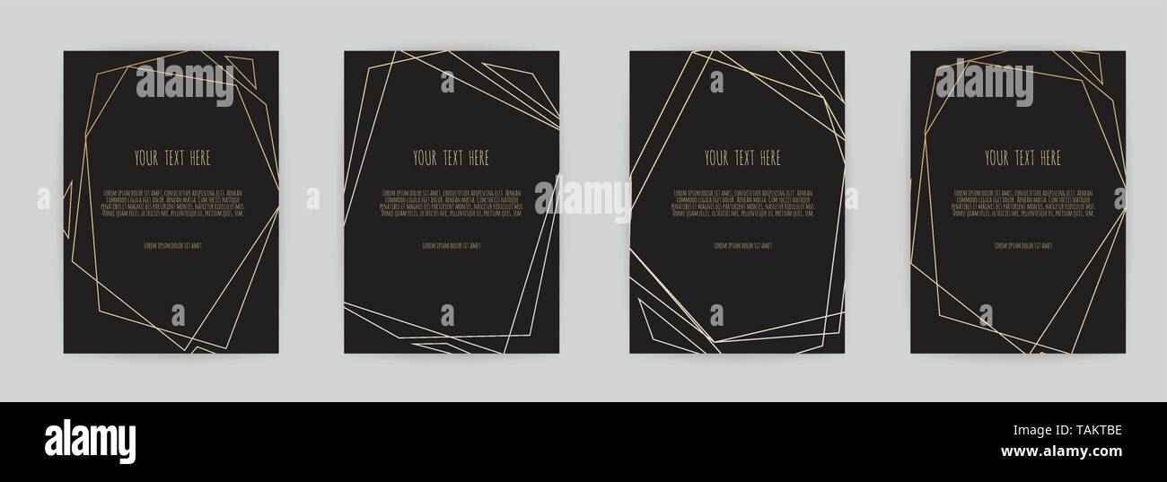 Wedding Invitation, invite card design with Geometrical art lines, gold ...