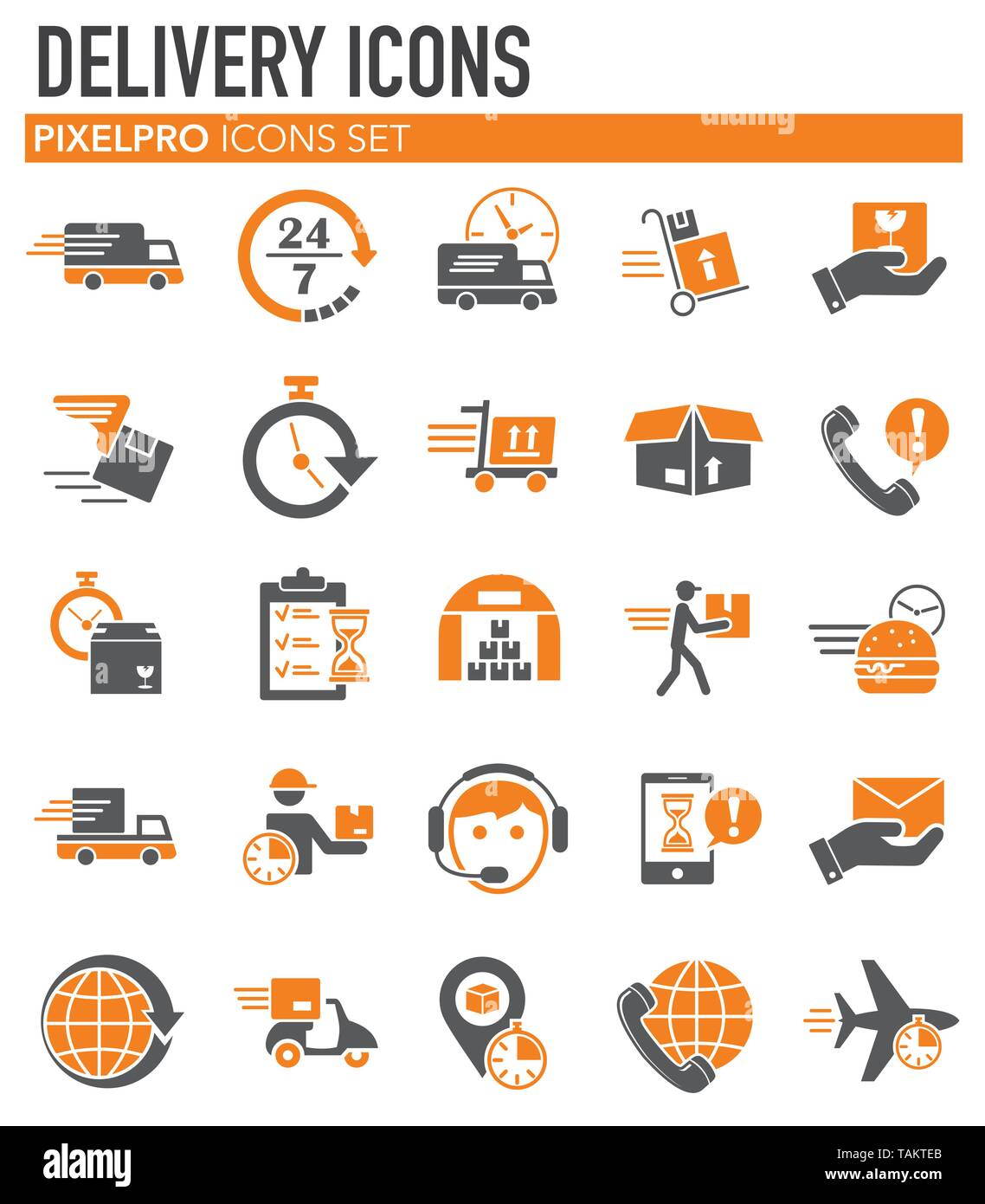 Delivery related icons set on white background for graphic and web ...