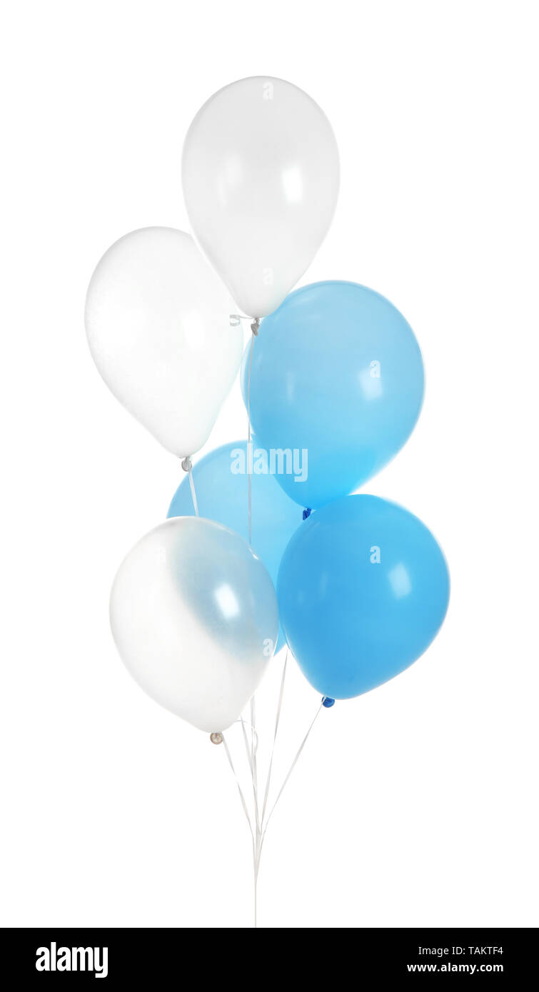 Color balloons on white background Stock Photo - Alamy