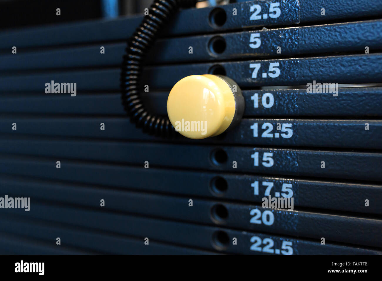 weight stack in a gym. Gym equipment Stock Photo - Alamy