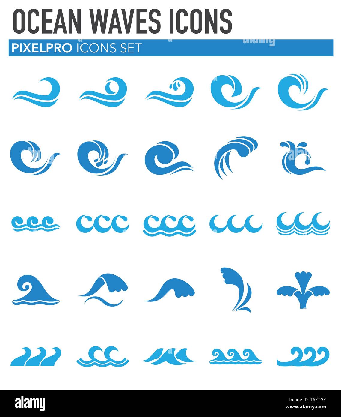 Waves icons set on white background for graphic and web design. Simple ...