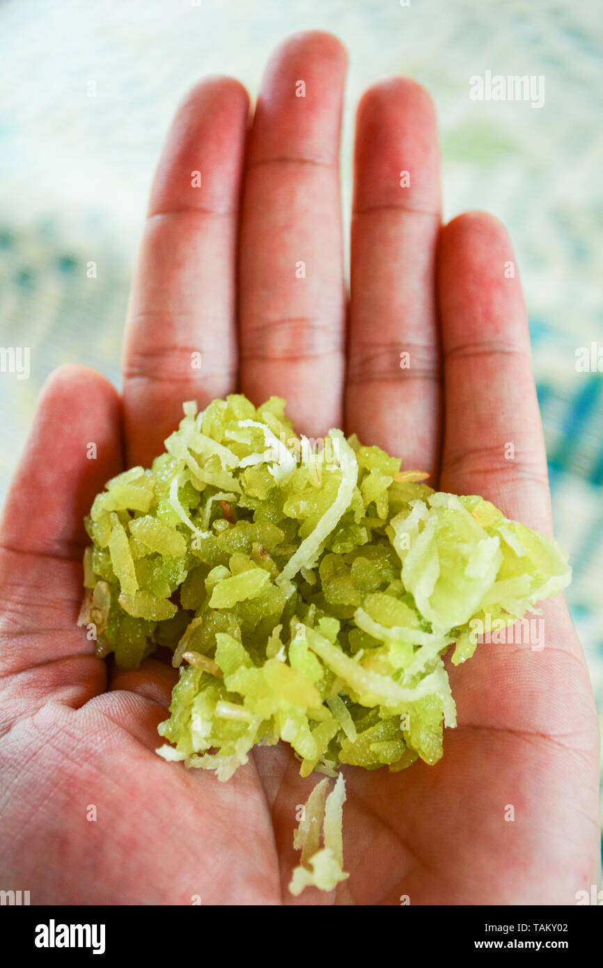 Rice green sweet pounded unripe rice flakes cereal with coconut and ...