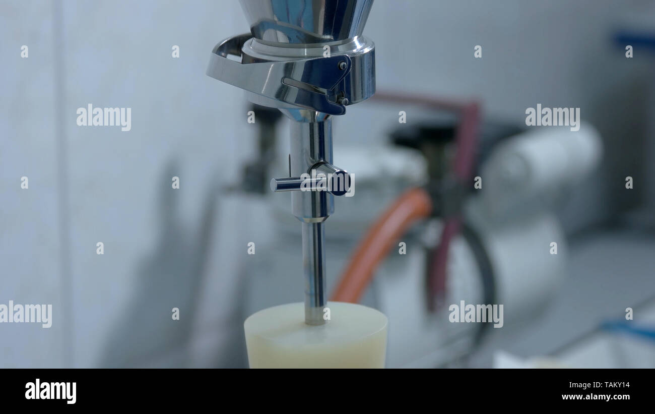 Scientific equipment in chemical laboratory. Stainless steel laboratory ...