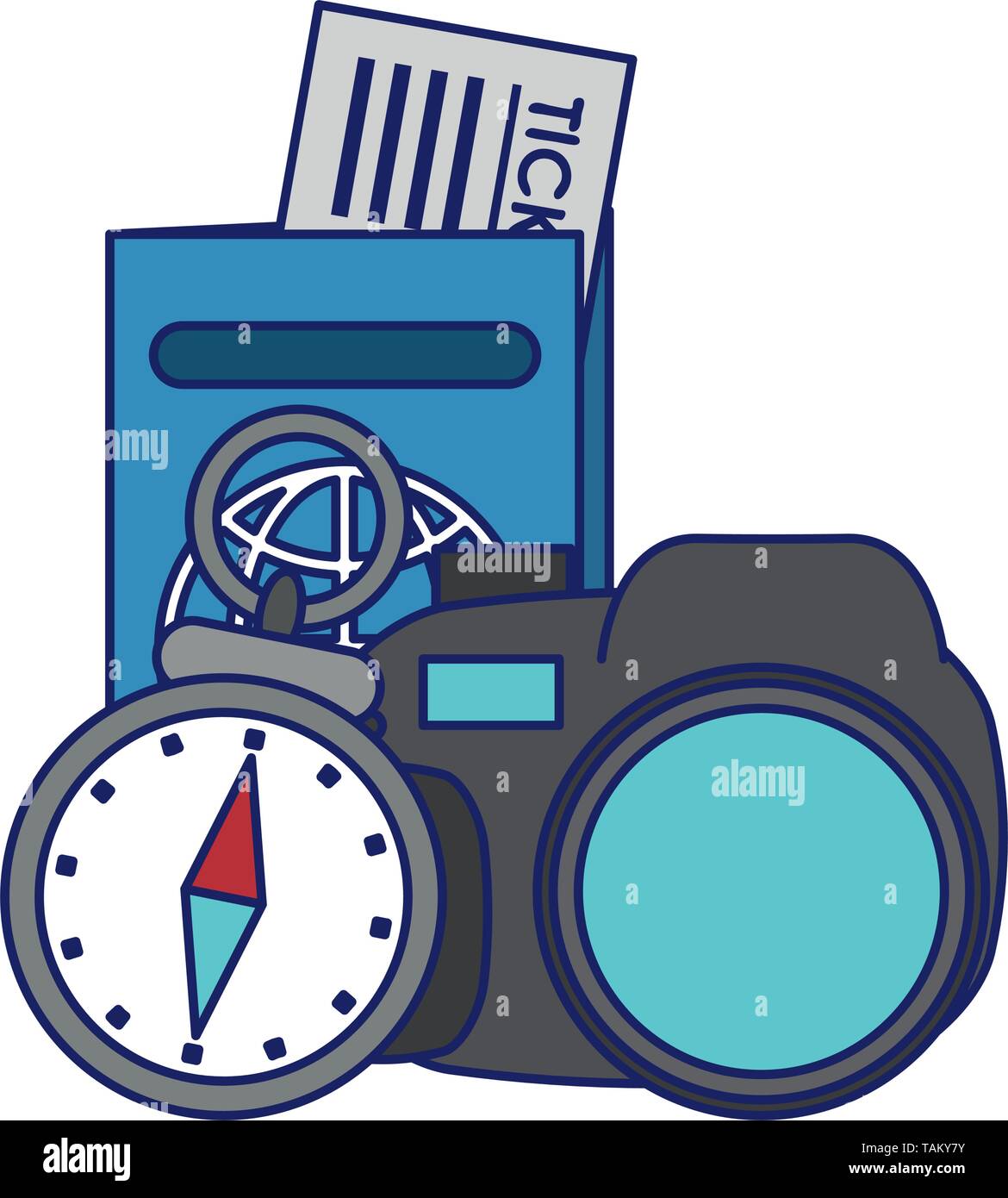 Travel and vacations symbols blue lines Stock Vector Image & Art - Alamy