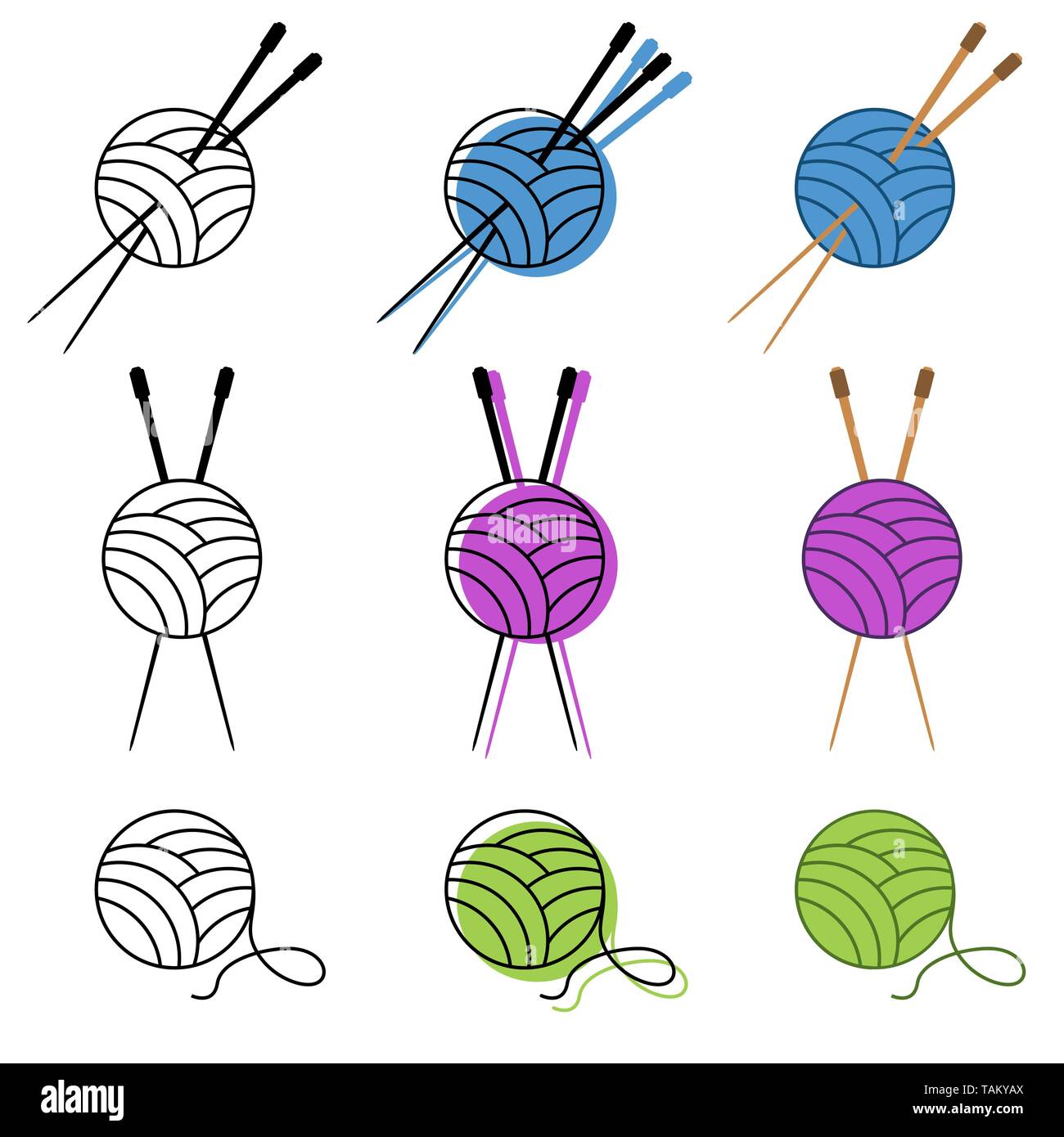 knitting icon set vector in different colors. vector illustration Stock ...