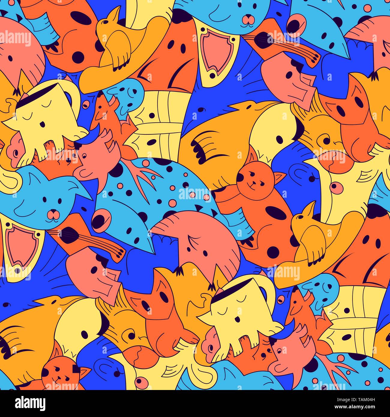 Cute monster party vector kids seamless pattern. Background with ...