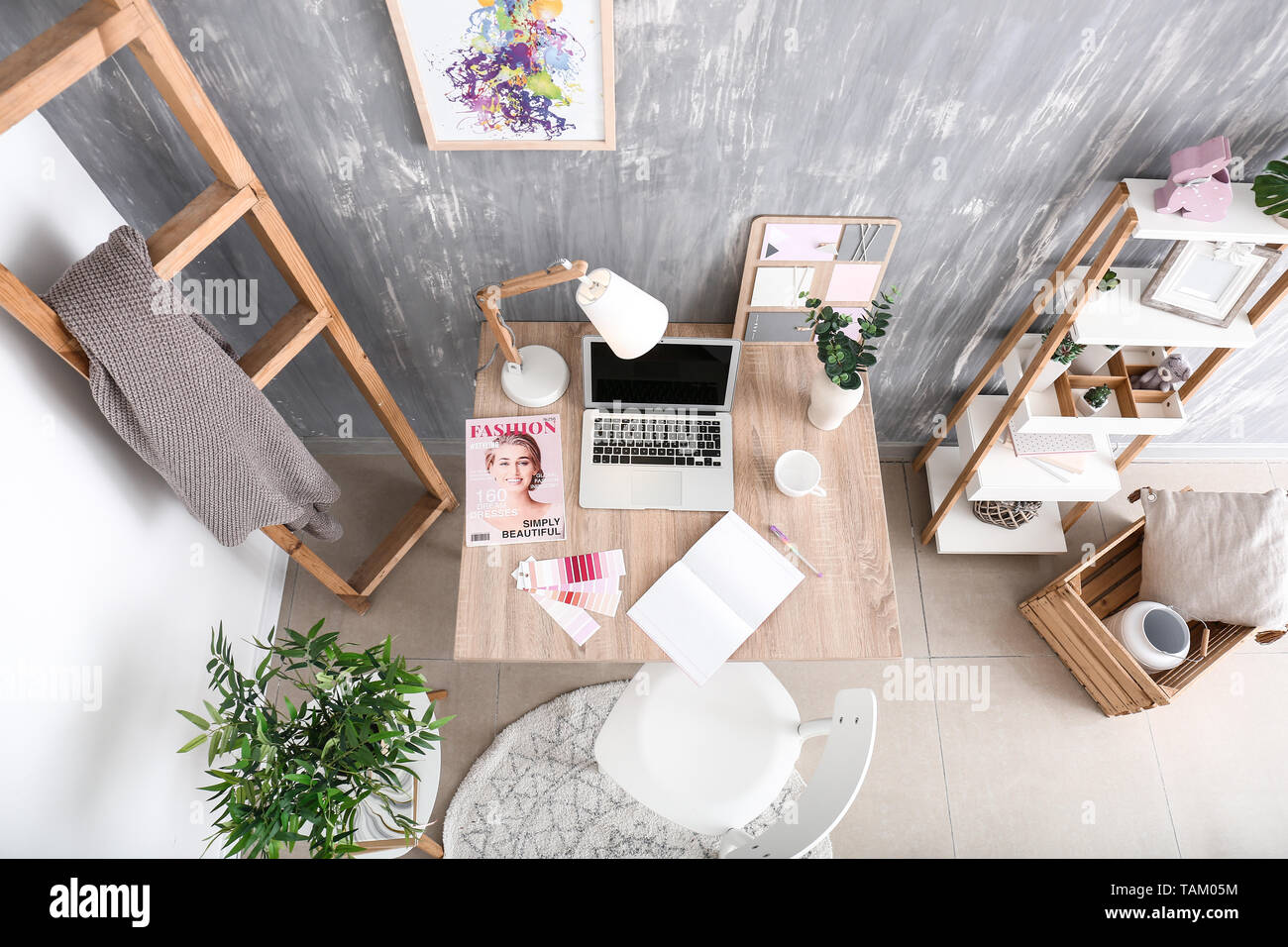 Stylish workplace with modern computer in interior of room Stock Photo ...