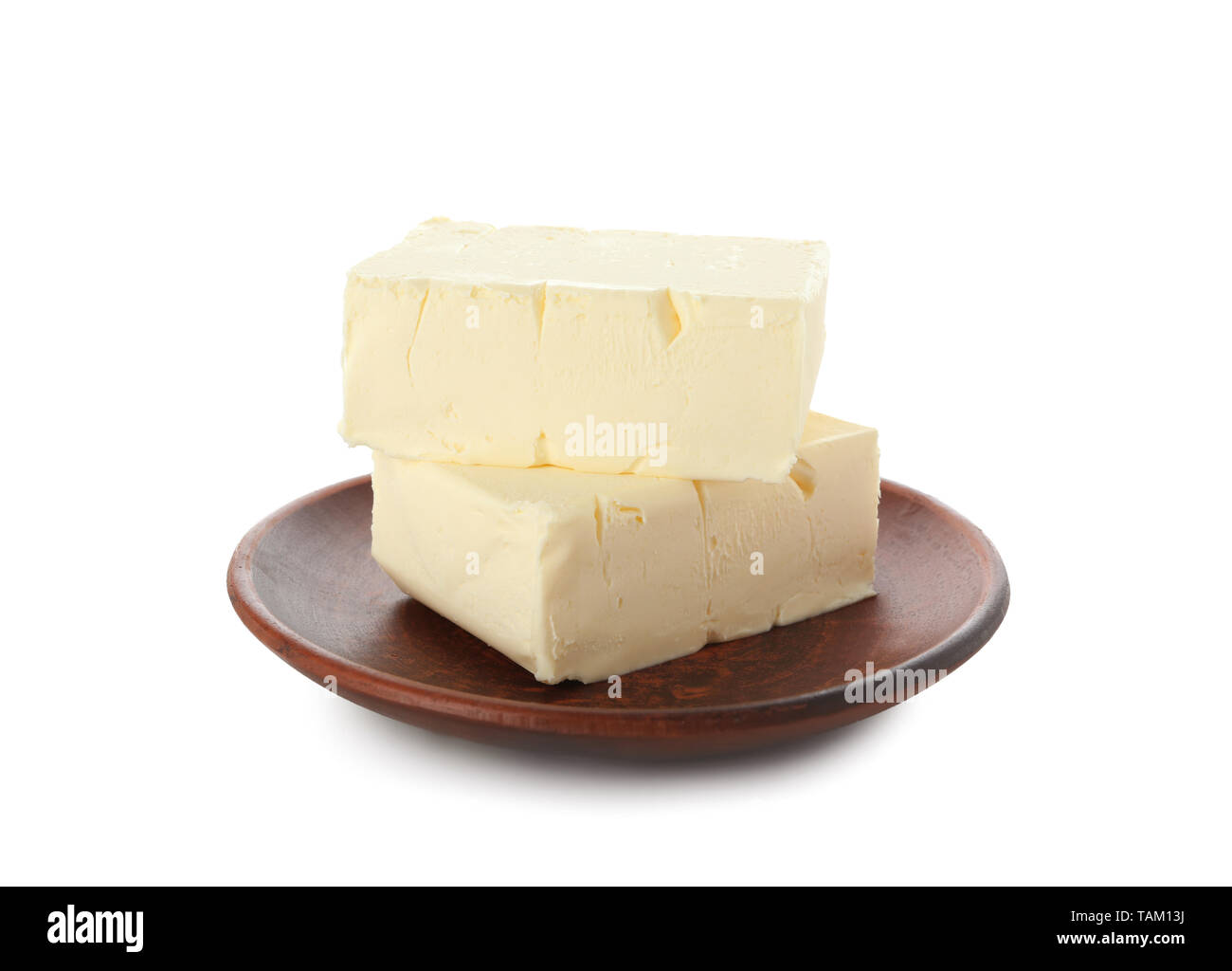 Plate with healthy butter on white background Stock Photo - Alamy