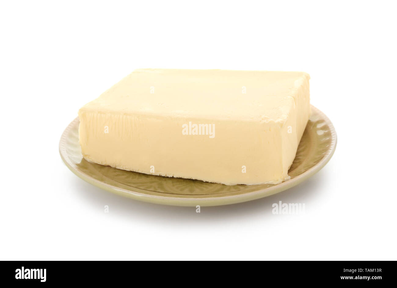 Plate with healthy butter on white background Stock Photo - Alamy