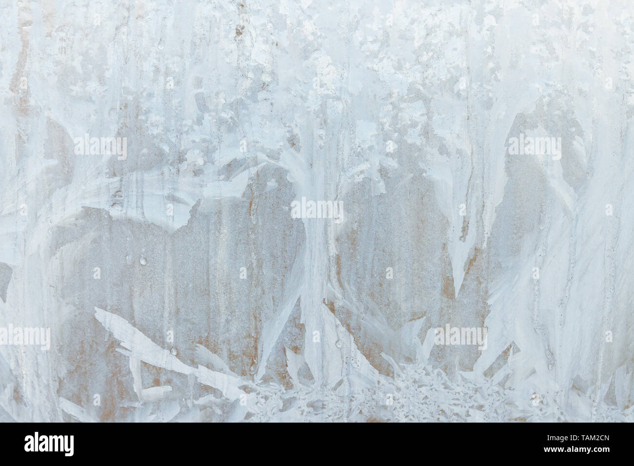 Frosty patterns on a frozen ice box in the early morning Stock Photo ...