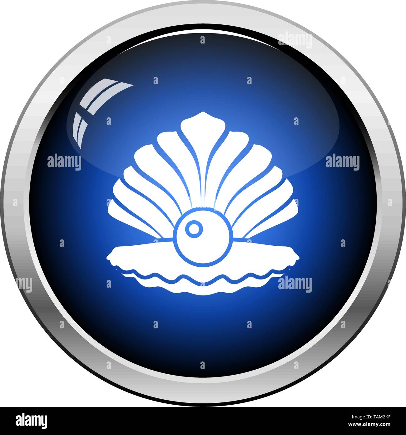 Open Seashell Icon. Glossy Button Design. Vector Illustration Stock ...