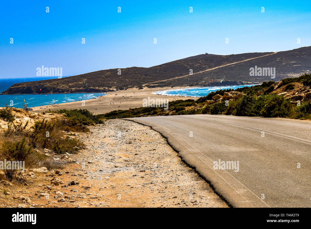 View of a part of the Prasonisi beach,Rhodes island,Greece Stock Photo ...
