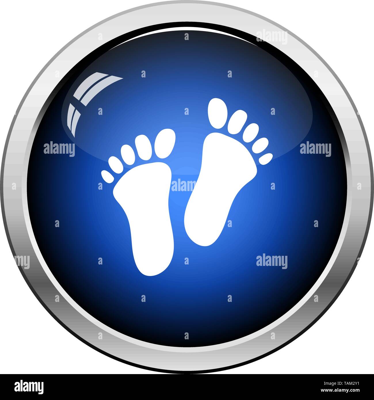 Foot Print Icon. Glossy Button Design. Vector Illustration Stock Vector ...