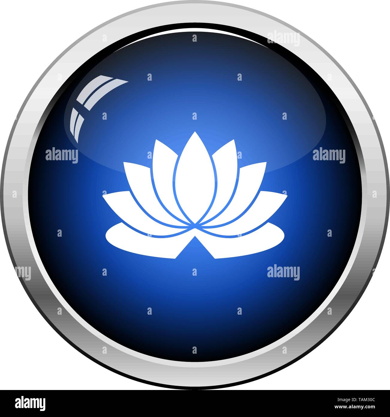Lotus Flower Icon. Glossy Button Design. Vector Illustration Stock ...