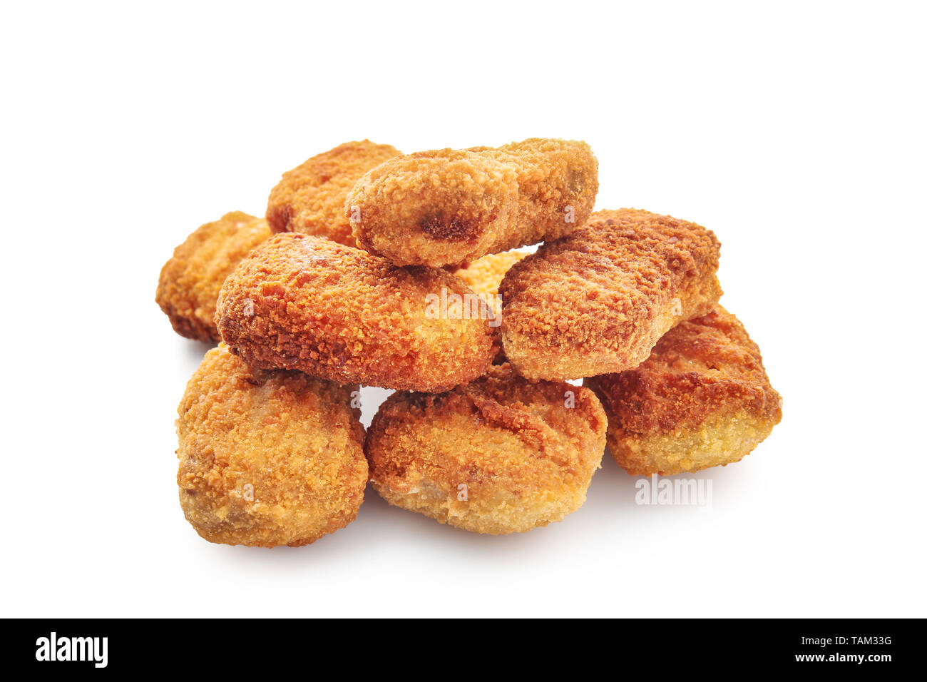 Tasty nuggets on white background Stock Photo - Alamy